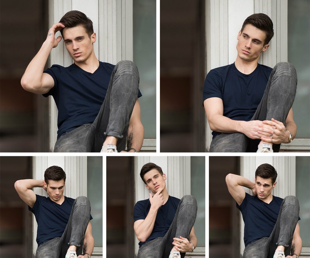 40 idées de poses à réaliser avec un modèle homme en milieu urbain